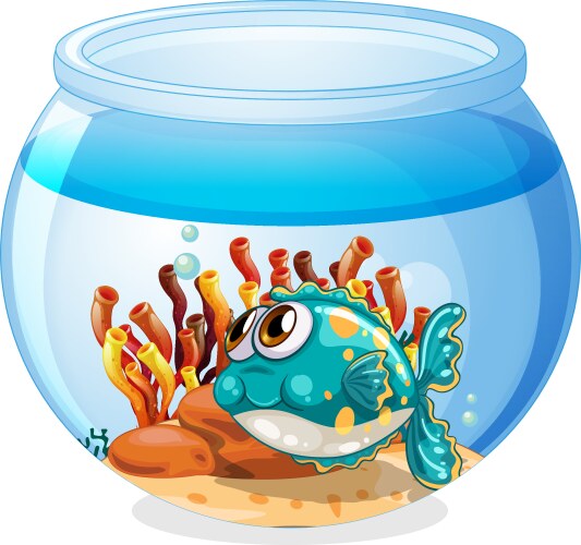 Cartoon golden fish in the aquarium Royalty Free Vector