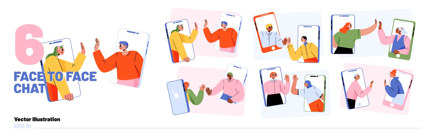 Different people characters using smartphone Vector Image