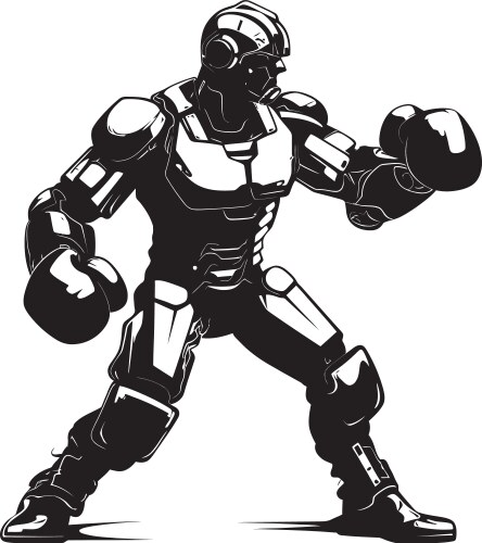 Circuit champion robot boxer black logo icon Vector Image