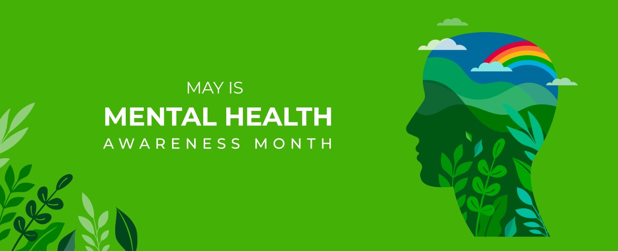 Mental health awareness month raising Royalty Free Vector