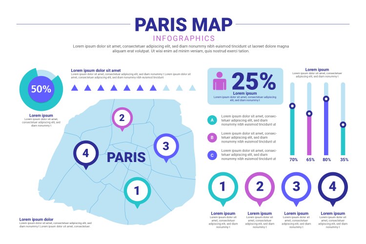Paris map infographics Royalty Free Vector Image