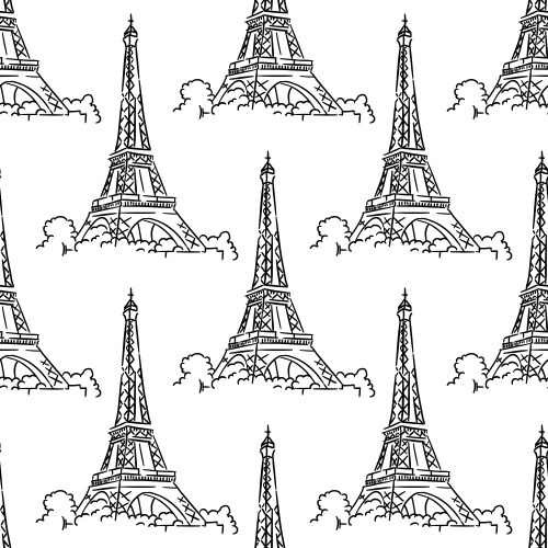 Eiffel tower black silhouettes Royalty Free Vector Image