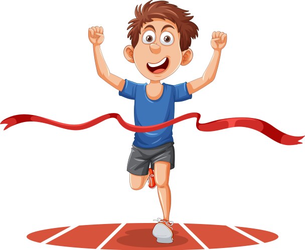 Winner runner crossing finish line sports Vector Image