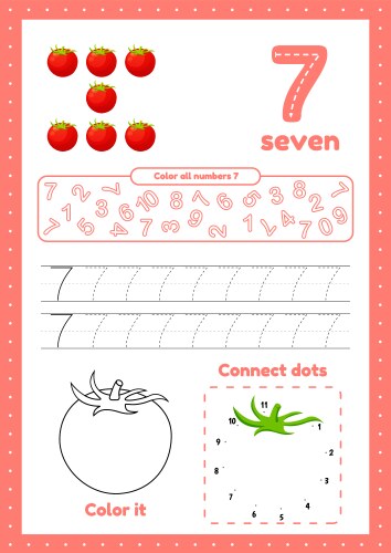 Number 7 transportation tracing worksheet Vector Image