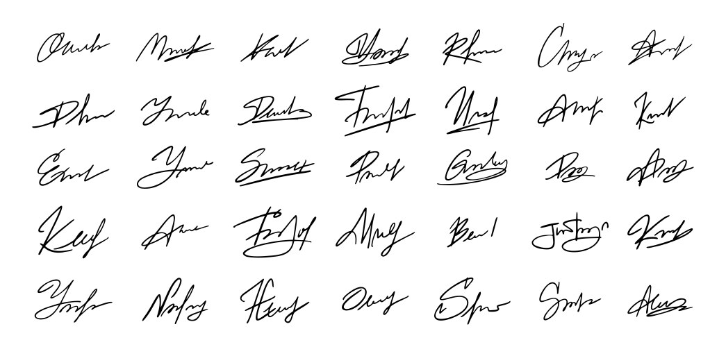 Signatures set fictitious handwritten Royalty Free Vector