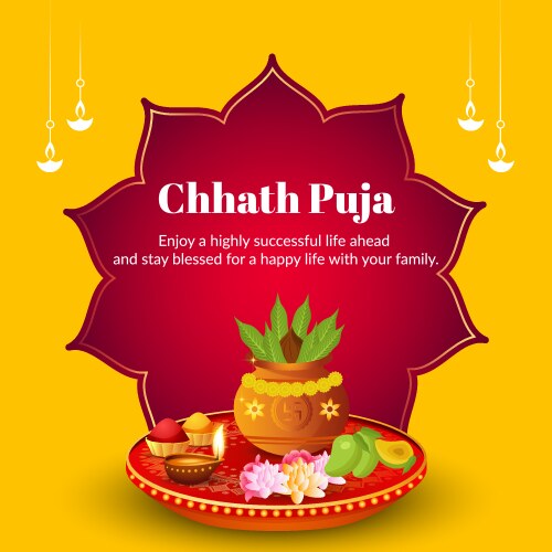 Happy chhath puja banner design template Vector Image