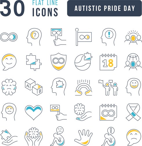 Conduct line icons collection manners behavior Vector Image