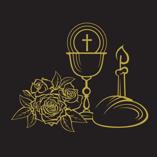 Golden Holy Communion Icon Royalty Free Vector Image