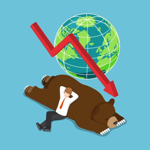 Bear go down with drop arrow chart and decrease Vector Image