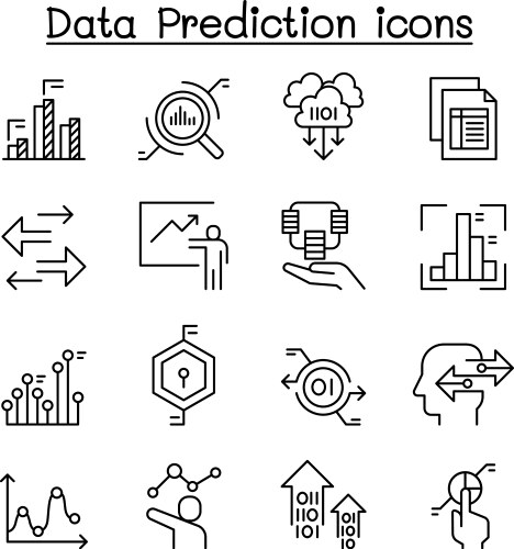 Process data analysis icon set in thin line style Vector Image