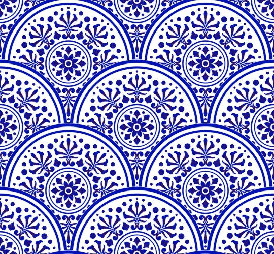 Blue and white batik pattern Royalty Free Vector Image