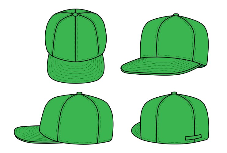 Set caps front back and side view Royalty Free Vector Image