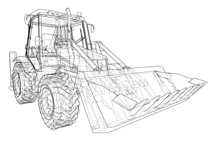 Loading Shovel Wireframe Sketch Royalty Free Vector Image