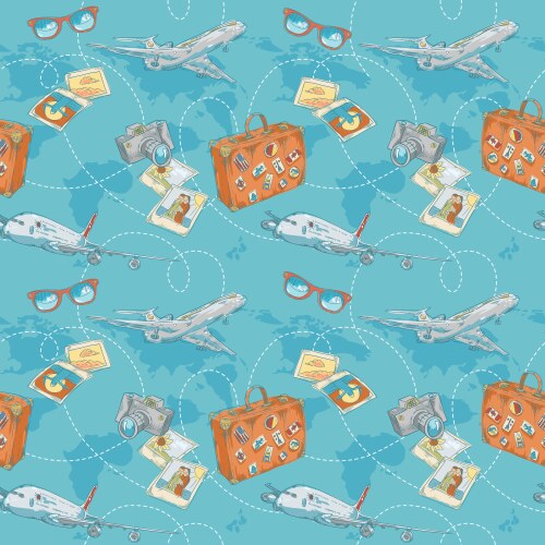 Italy travel grunge seamless pattern Royalty Free Vector
