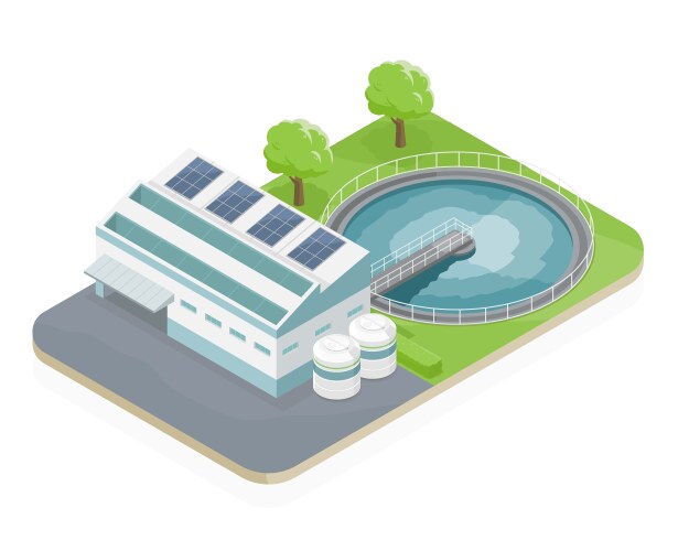 Wastewater treatment concept ecology green factory