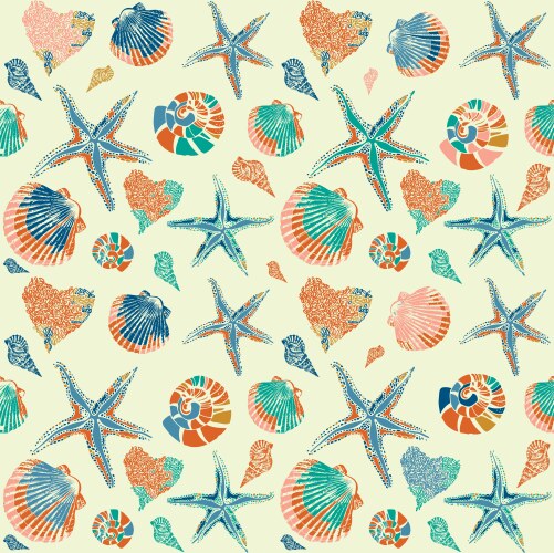 Seashells pattern background Royalty Free Vector Image