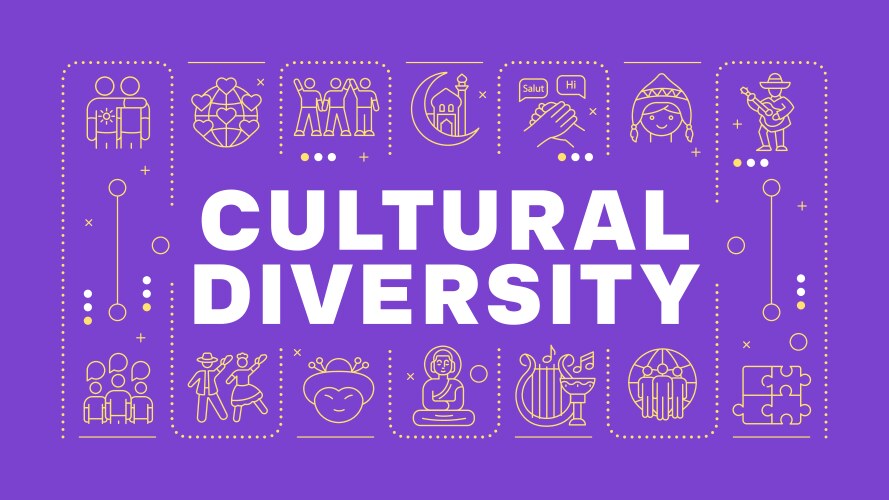 Gender equality bright purple word concept Vector Image