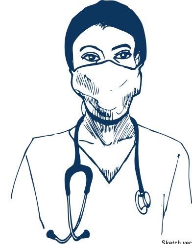 Doctor wearing a mask sketch storyboard character Vector Image