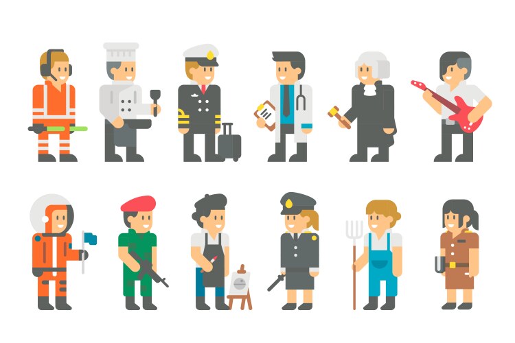 Kids professions characters set Royalty Free Vector Image