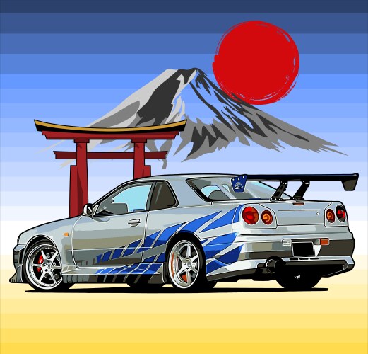 Jdm car template for graphic design Royalty Free Vector