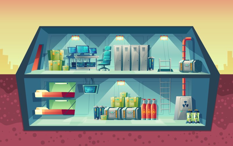Cross section of nuclear shelter explosion Vector Image