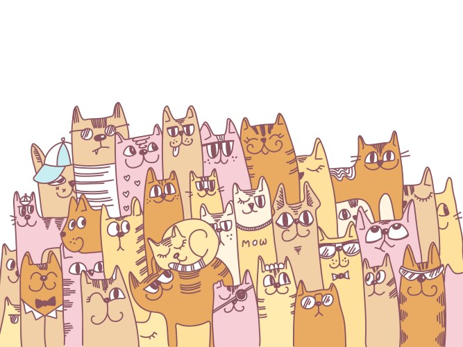 Cats background cute cartoon Royalty Free Vector Image