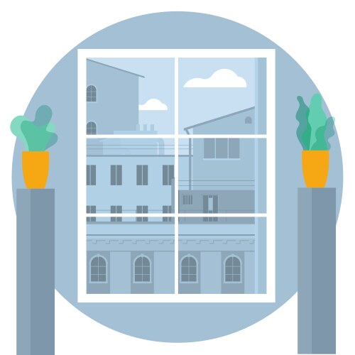 Open window with a landscape view Royalty Free Vector Image