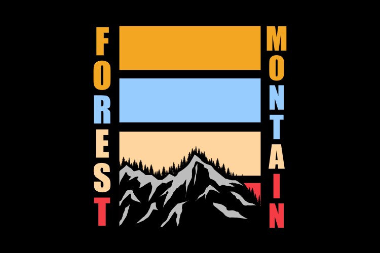 Retro forest t shirt design landscape Royalty Free Vector