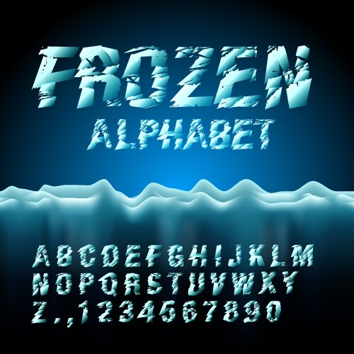 Ice letters and numbers Royalty Free Vector Image