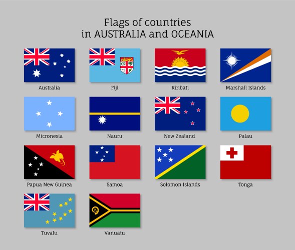 Flags countries australia and oceania Royalty Free Vector