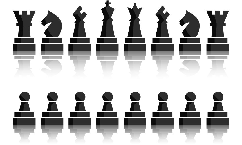 Black chess icons set board figures Royalty Free Vector