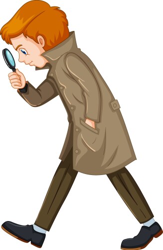 Boy scout with magnifying glass Royalty Free Vector Image