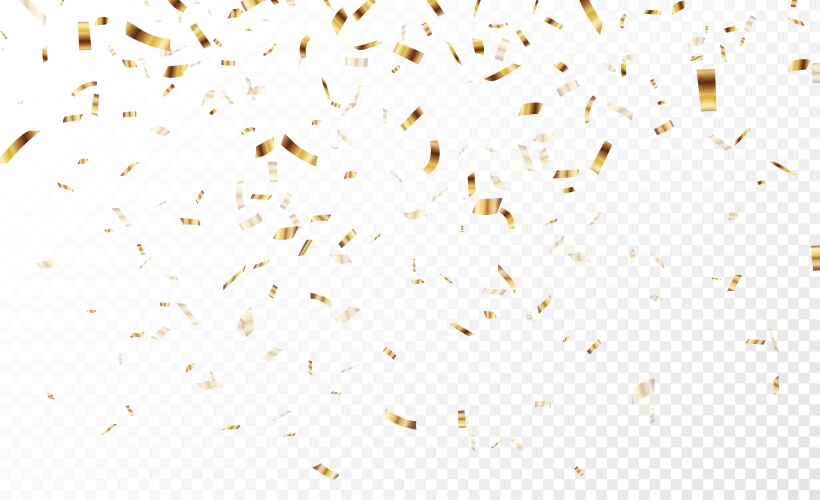 Gold confetti falling on transparent background Vector Image