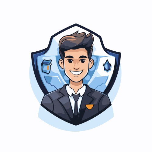 Security guard inside shield icon system Vector Image