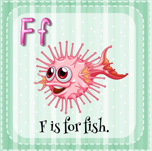 Find missing letter with cute fish Royalty Free Vector Image