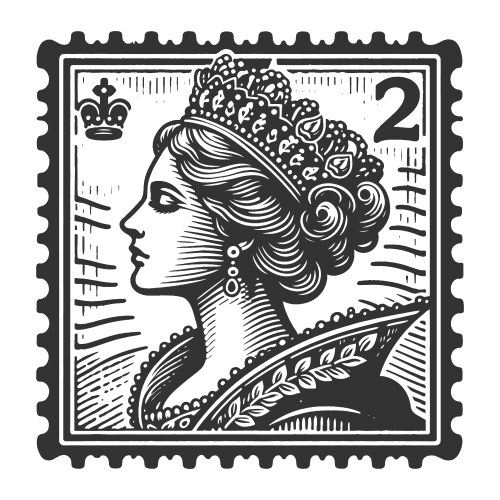 Queen postage stamp engraving Royalty Free Vector Image