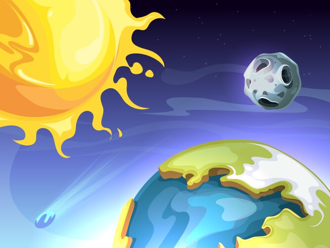 Hand drawn solar system with sun planets stars Vector Image