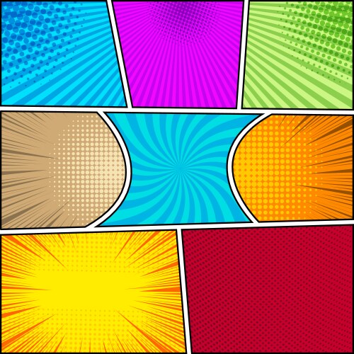 Comic book page background template with halftone Vector Image