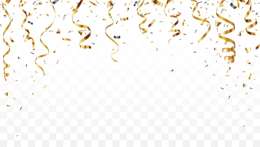Gold confetti falling on transparent background Vector Image