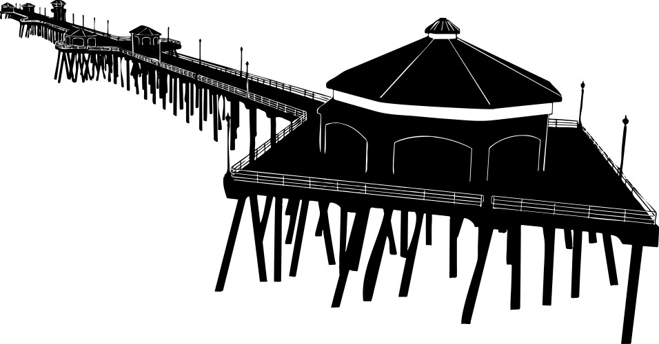 Huntington beach pier silhouette Royalty Free Vector Image