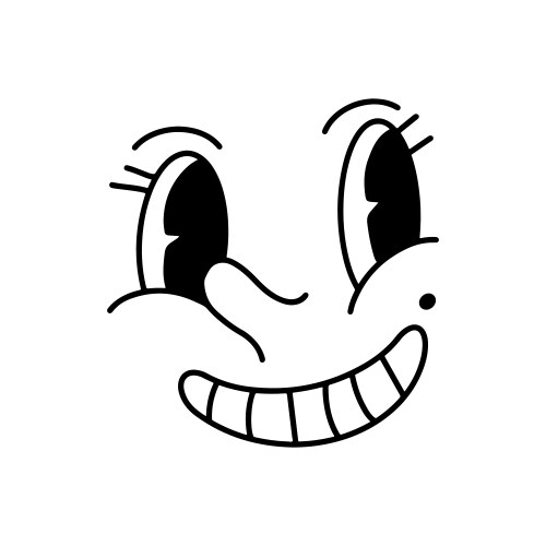 Retro cartoon comic happy face with smile simple Vector Image