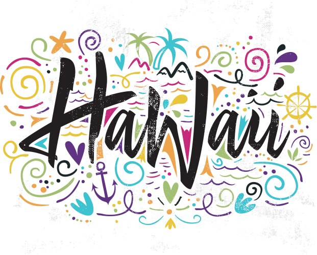 Hawaii hand written lettering Royalty Free Vector Image