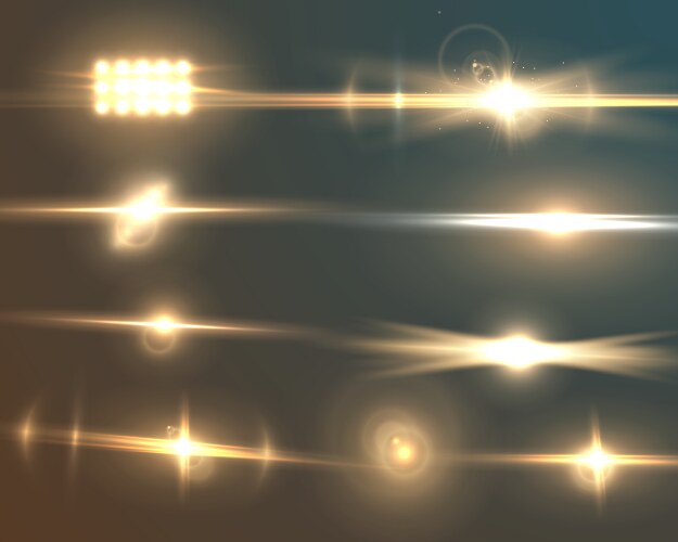 Lens flare set realistic sun light effect Vector Image