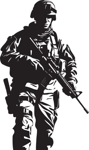 Commando defender elegant soldier holding gun Vector Image