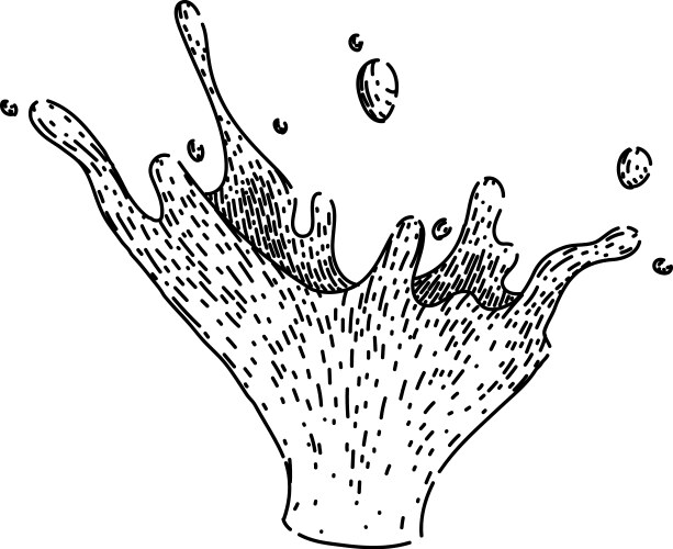 Drop water splash sketch hand drawn Royalty Free Vector