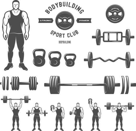 Hard work bodybuilding emblem logo Royalty Free Vector Image