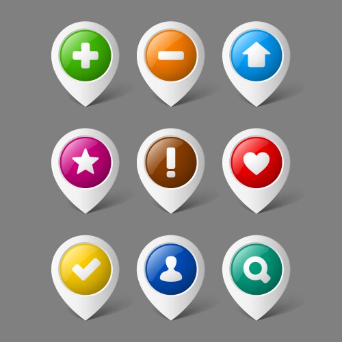 Map pointers with numbers and letters Royalty Free Vector