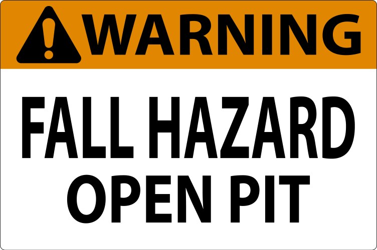 Warning sign fall hazard - open pit Royalty Free Vector