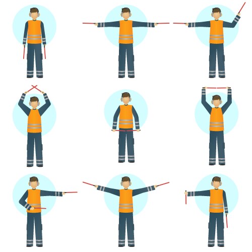 Marshaller signals aircraft marshalling hand Vector Image
