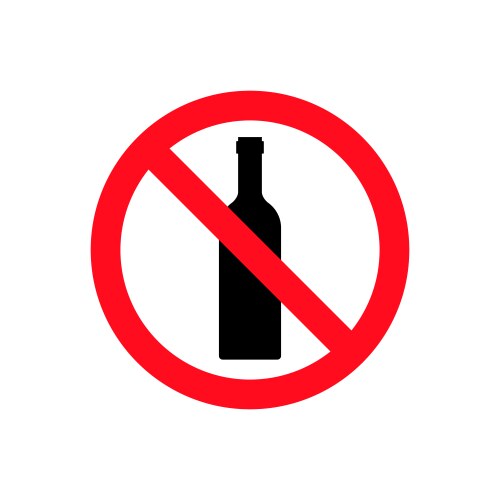 Prohibition signs with alcohol beer drink bottle Vector Image